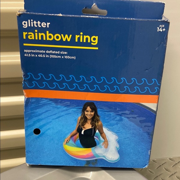 Home Interiors | Swim | Nib Glitter Rainbow Ring Pool Float For Ages 4 ...